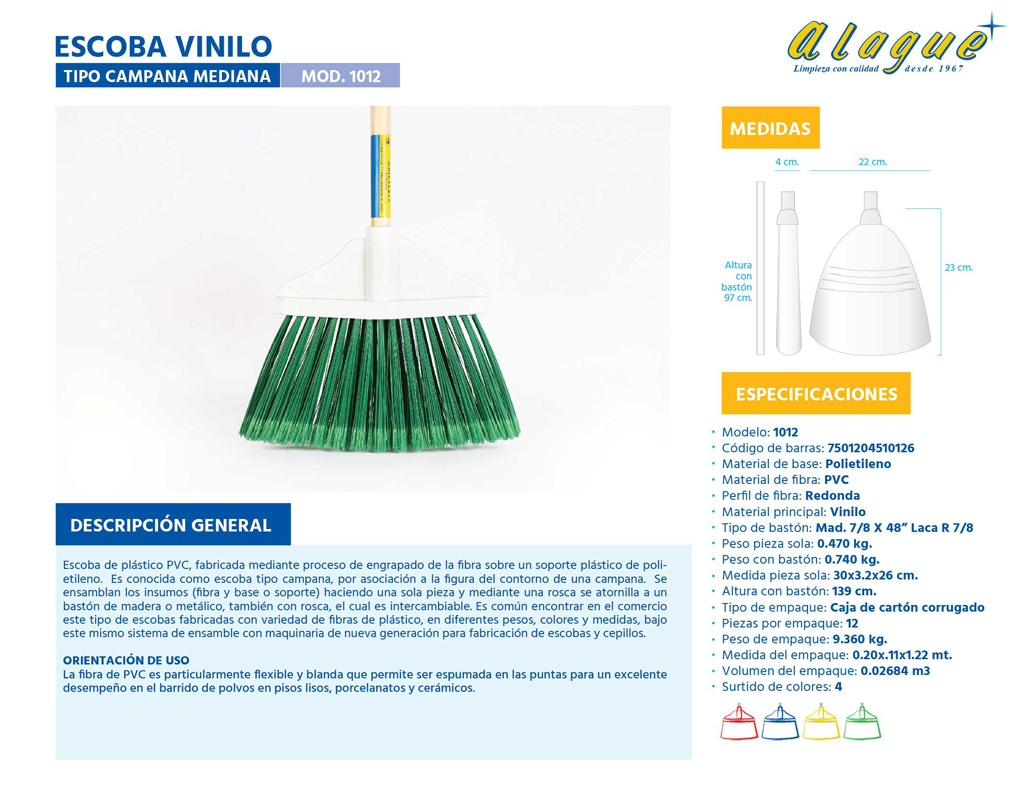 Escoba Vinilo tipo “Campana” Mediana | Alague